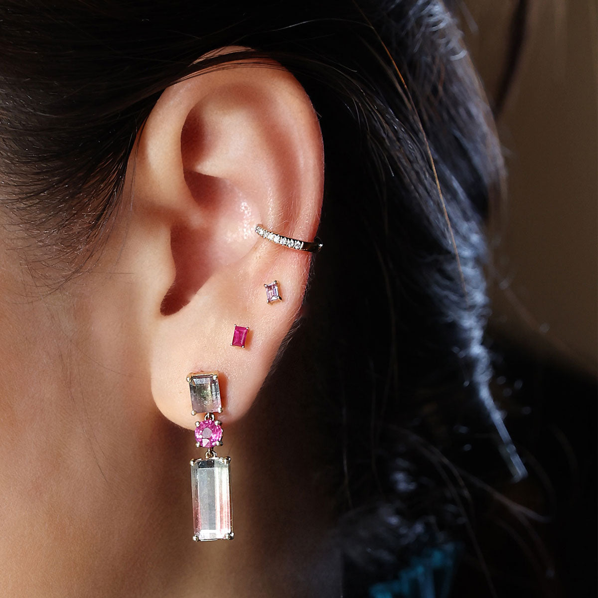 Ruby baguette earrings store