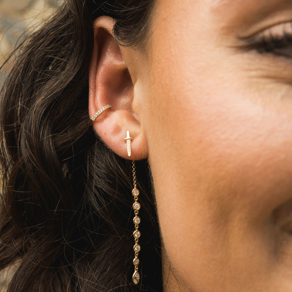 Diamond Sword Threaded Flat Back Earring | Single – Porter Lyons
