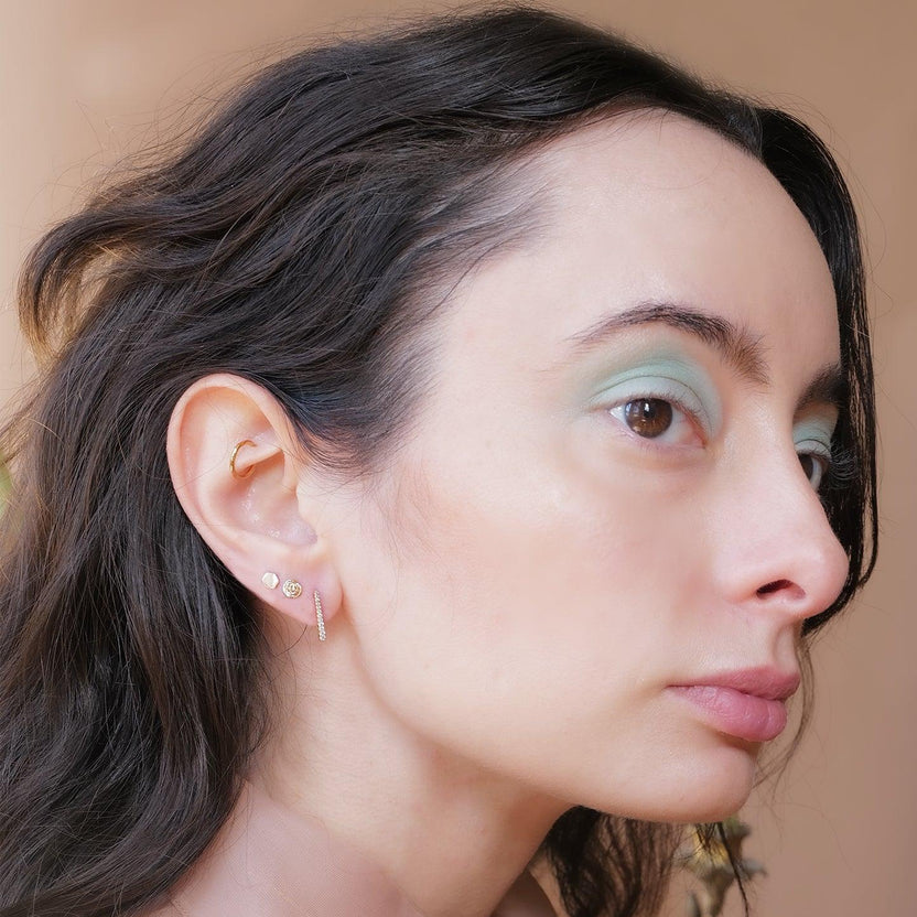 Gold Hexagon Threaded Flat Back Earring | Single – Porter Lyons