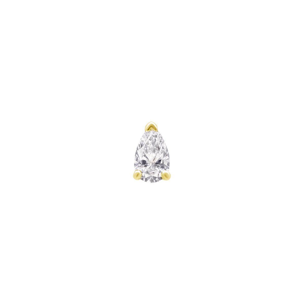 Mini Pear Diamond Threaded Flat Back Earring | .54GMS .2CT | Single ...
