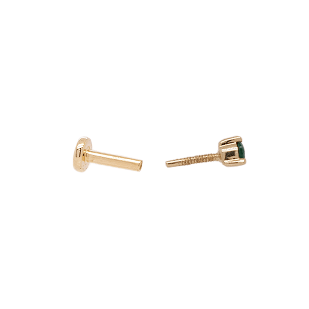 2mm Emerald Threaded Flat Back Earring | Single – Porter Lyons