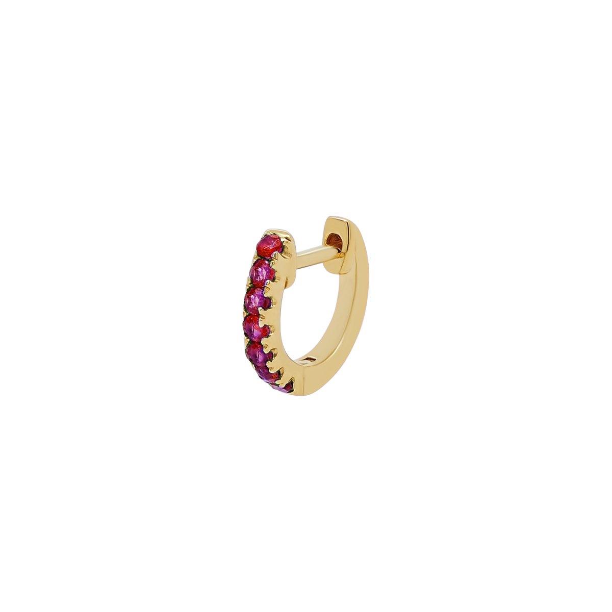 Small Ruby Huggie Hoop | .55GMS .10CT | Single – Porter Lyons